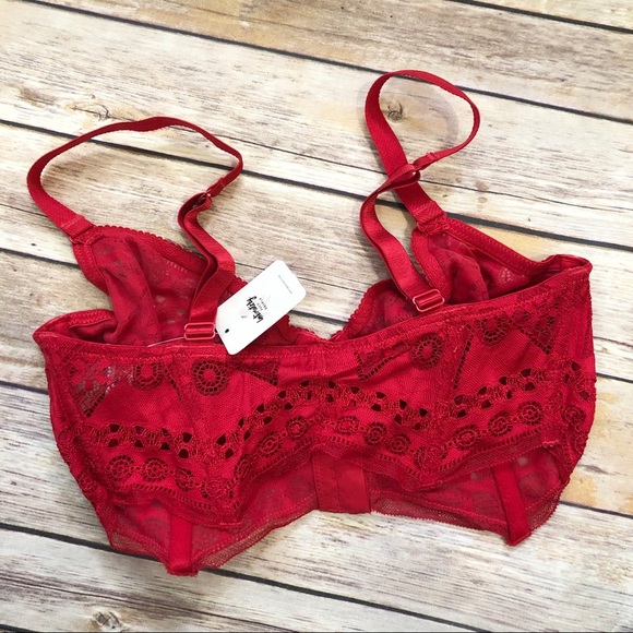 Free People | Intimates & Sleepwear | Free People Red Lace Bustier Bra ...